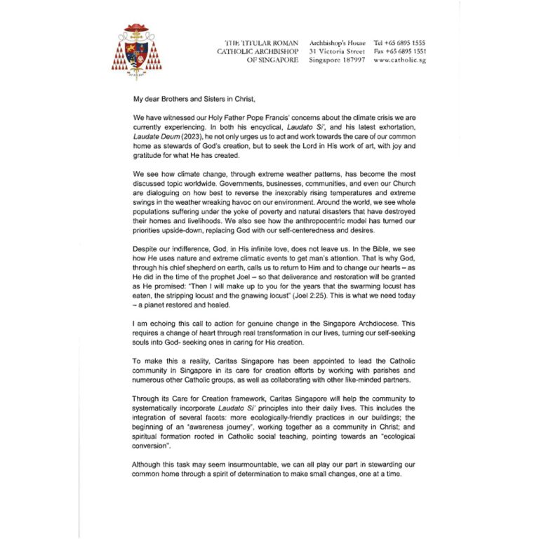 Our Sustainability Commitment | Caritas Singapore